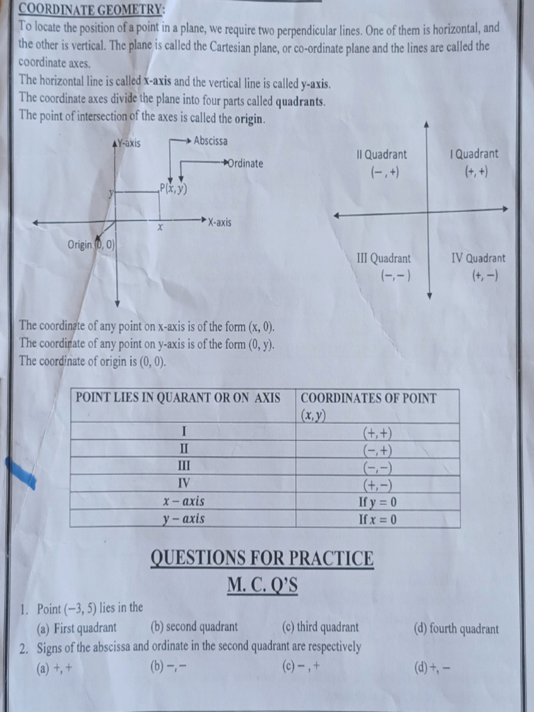 Understanding Coordinate Geometry Basics | PDF | Cartesian Coordinate ...