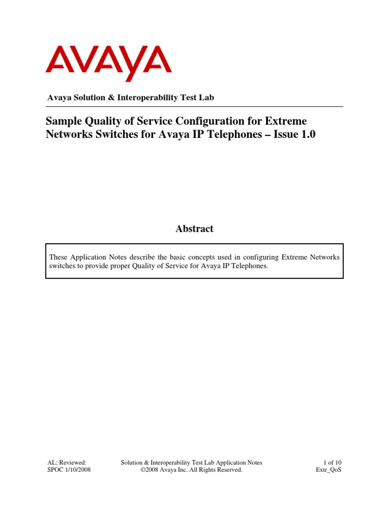 QoS Example With Avaya | PDF | Voice Over Ip | Quality Of Service