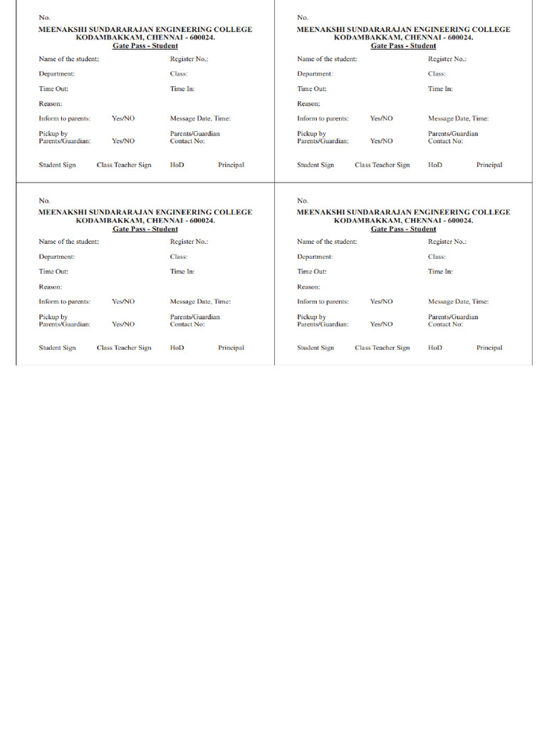 Student Gate Pass | PDF