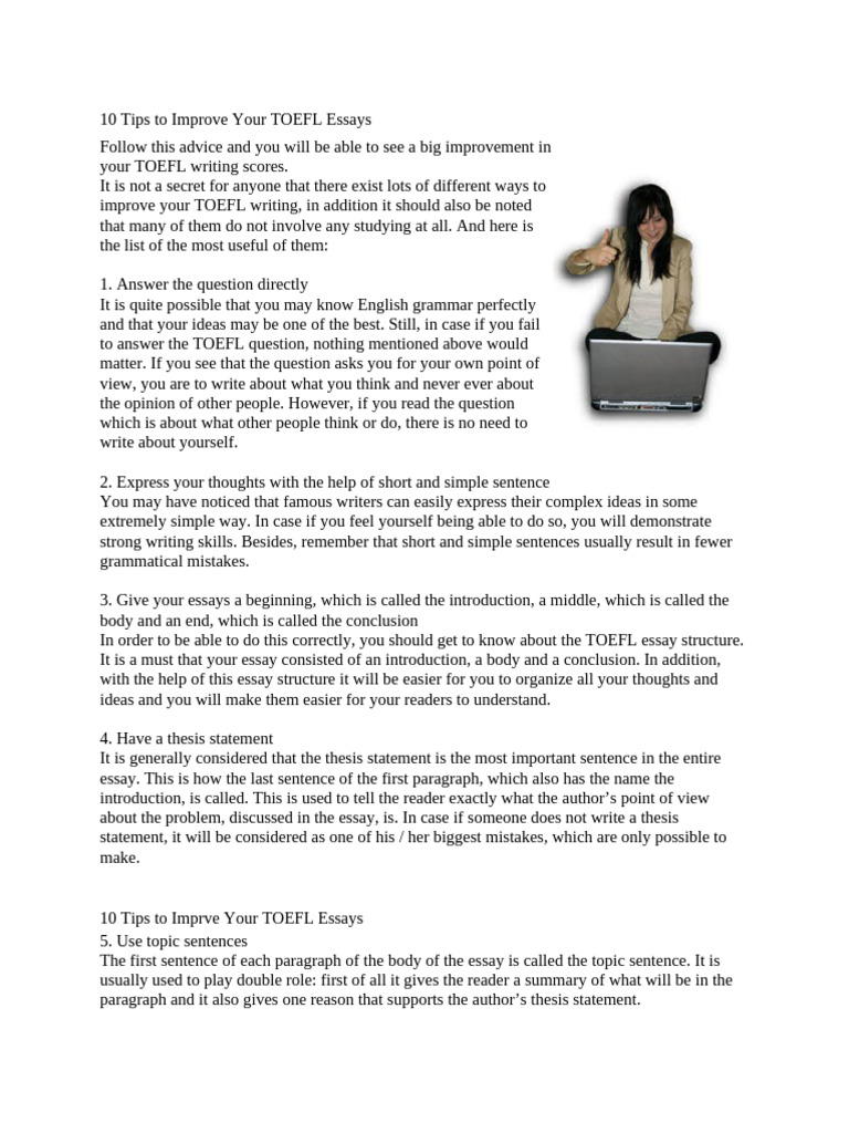 10 Tips To Improve Your TOEFL Essays | PDF | Essays | Argument