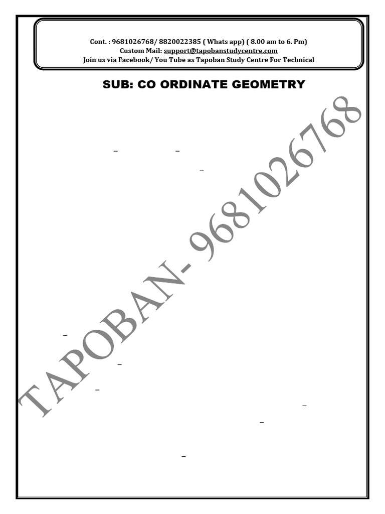 Coordinate Geometry Practice Questions | PDF | Cartesian Coordinate ...