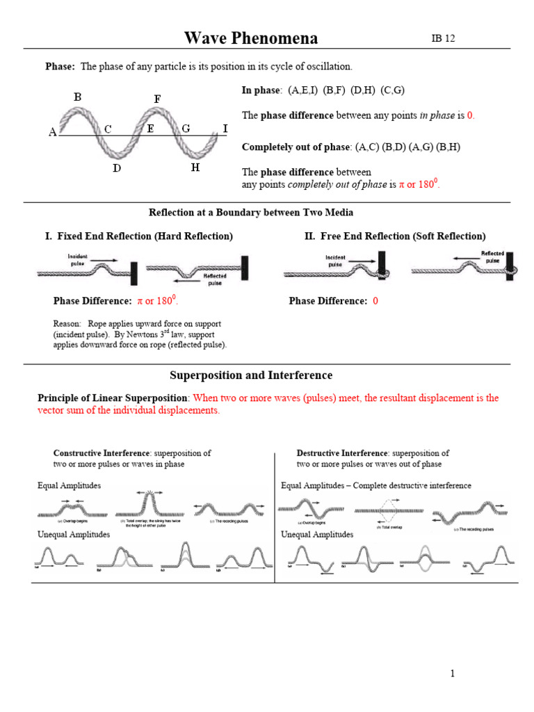 Ib HL Study Guide Organizer-Wave Phenomena | PDF | Angular Resolution | Diffraction