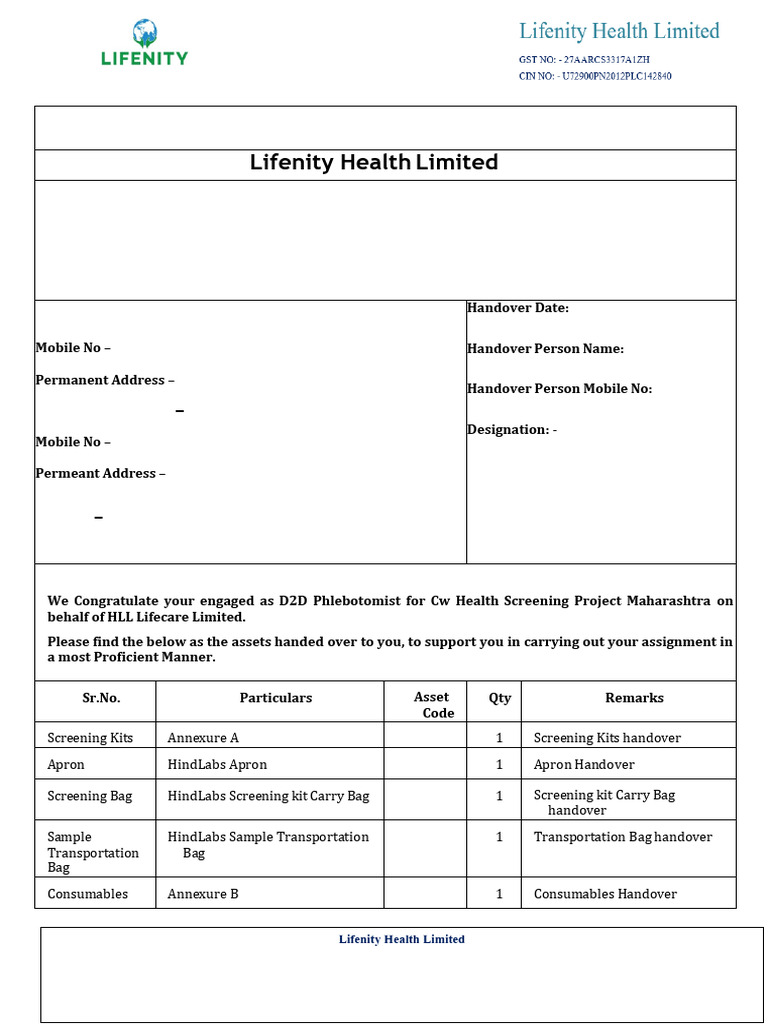 Asset Handover Form | PDF