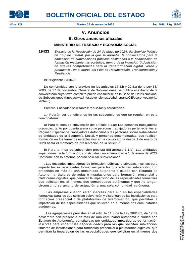 Boe B 2024 19433 | PDF | Gobierno