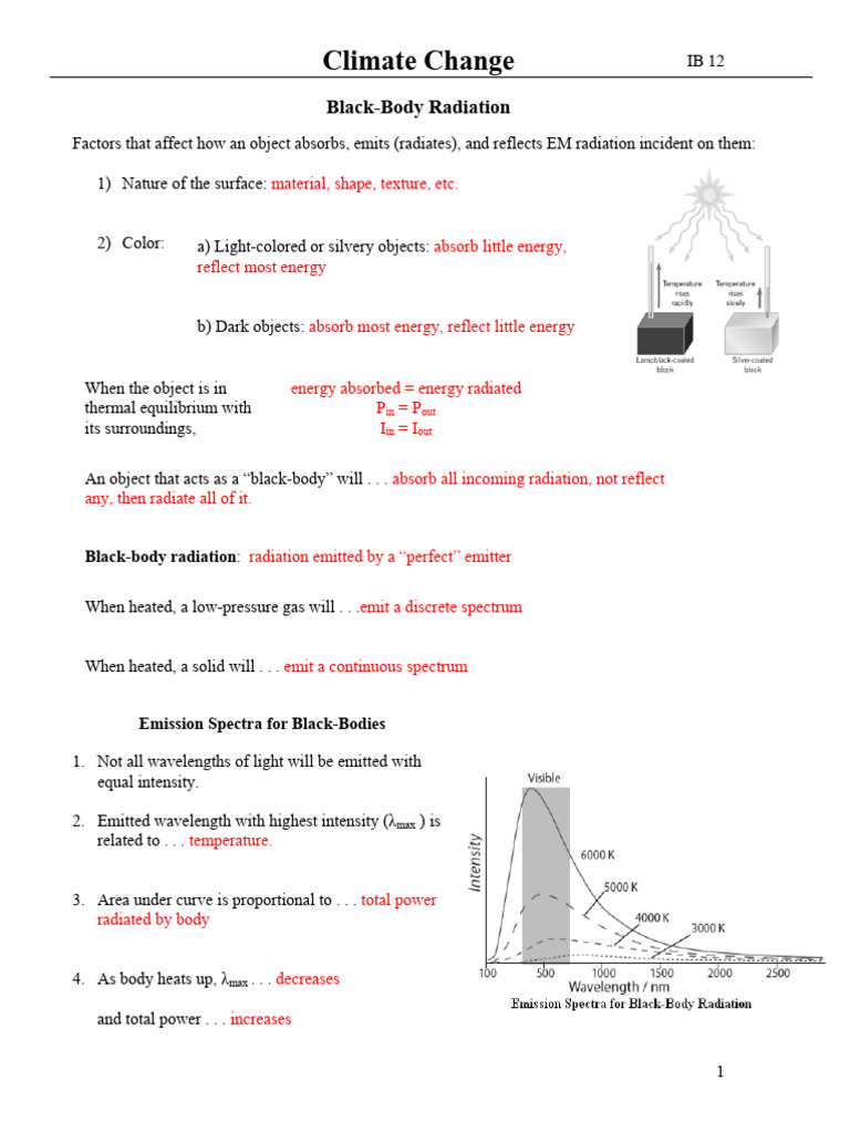 Ib HL Study Guide Organizer-Climate Change | PDF | Greenhouse Effect ...