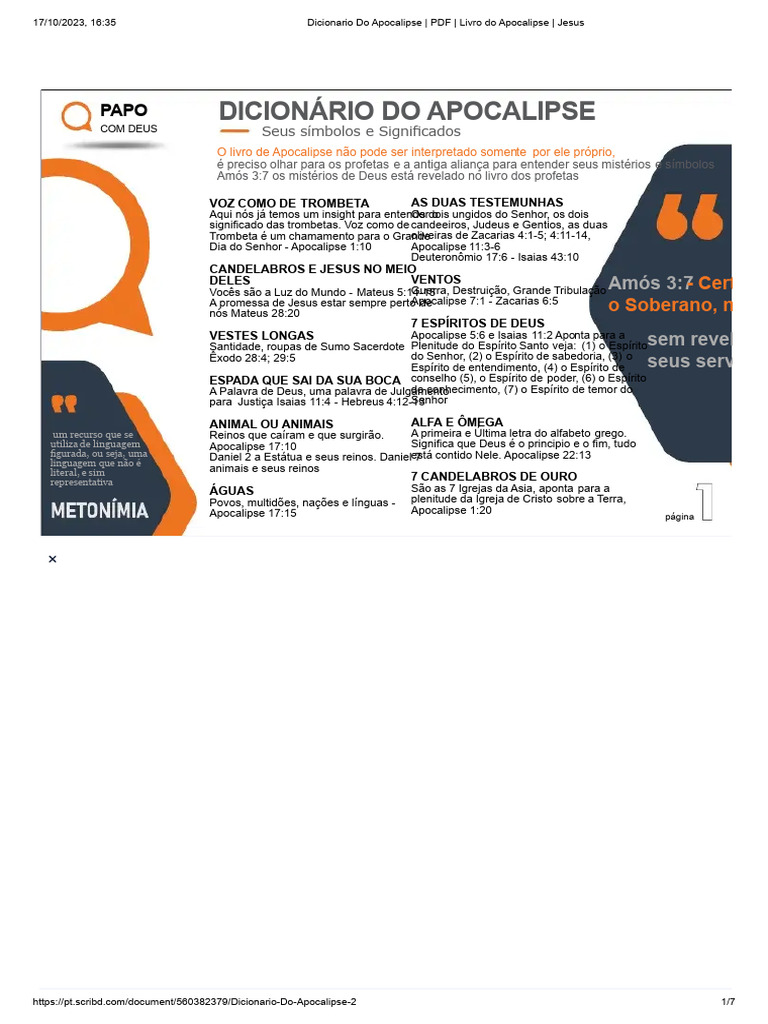 Dicionario Do Apocalipse - PDF - Livro Do Apocalipse - Jesus | PDF ...