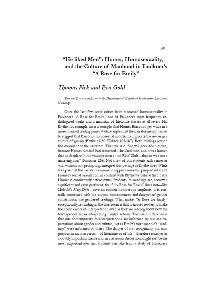 Faulkner's Gender Themes in Classrooms | PDF | Homosexuality