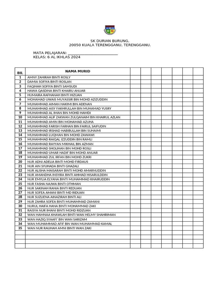 2 Nama Murid Umi 2024 | PDF