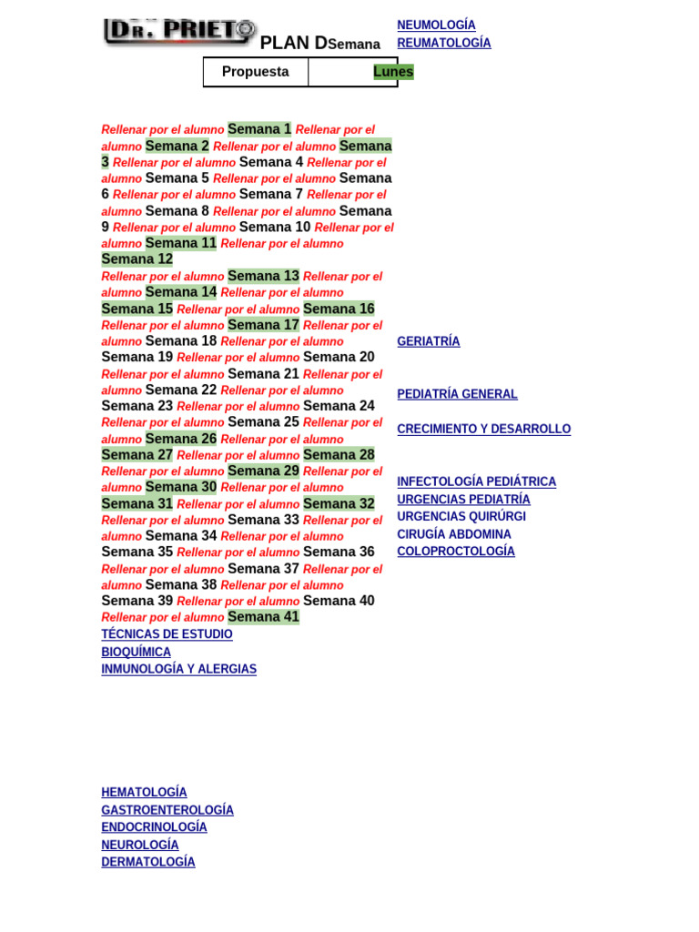 Calendario de Estudio Enarm DR Prietoxlsx Compress | PDF | Sistema ...