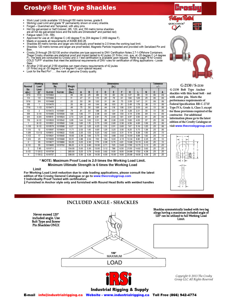 05 Shackle Crosby S-G2130 Bolt Type Anchor | PDF | Screw | Mechanical ...