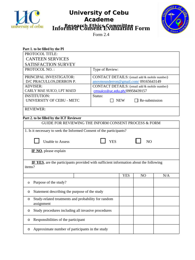 Form 2.4 Informed Consent Evaluation Form 1 2024 versionNEW VERSION ...