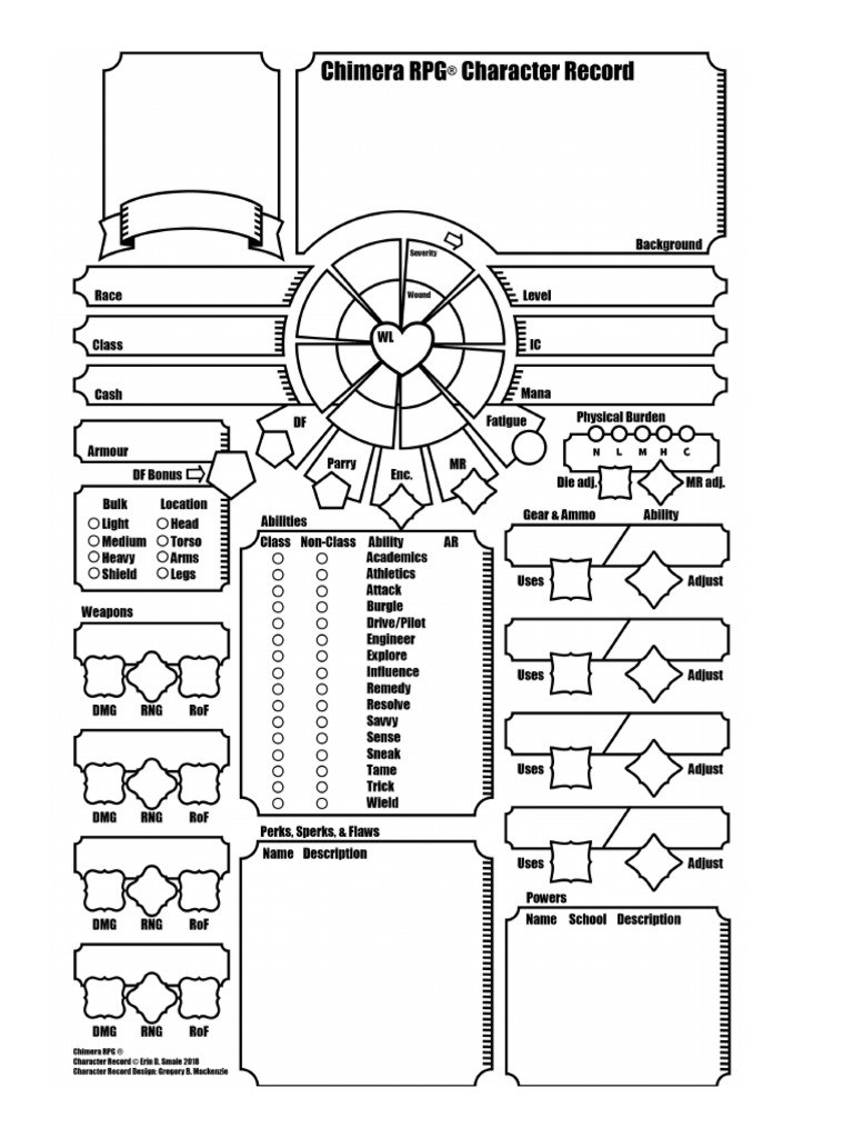 1003 chimeraRPGCore Charactersheet | PDF