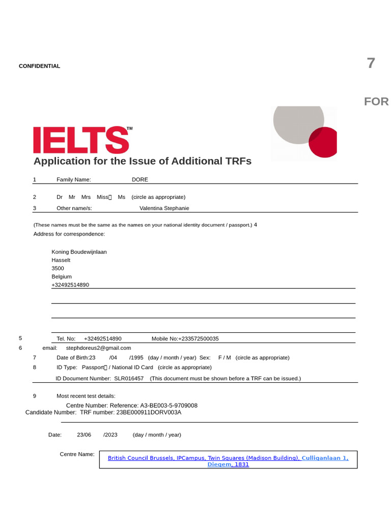 Application For The Issue of Additional Trfs | PDF | Document | Access Control