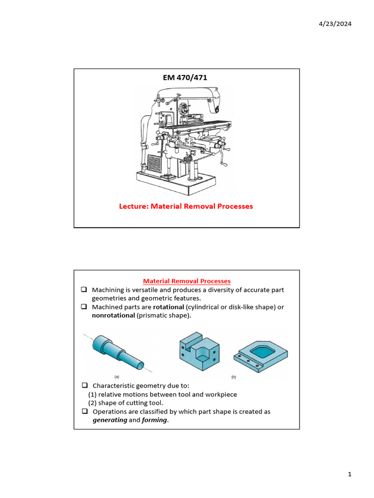Lecture 5 Machining & Metal Removal Processes - 122026 | PDF | Gear ...