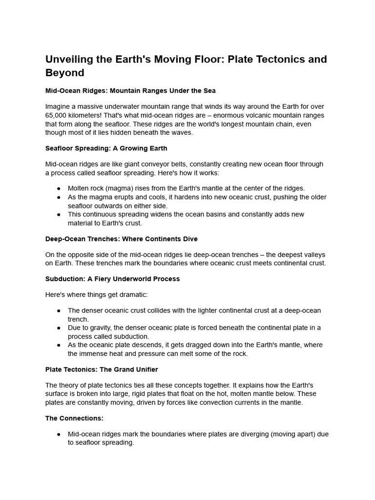 Unveiling The Earth's Moving Floor - Plate Tectonics and Beyond | PDF ...