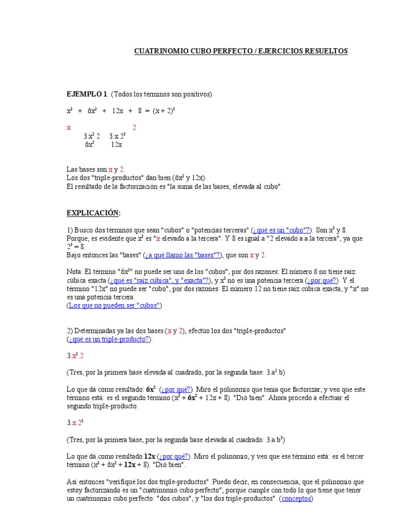 Cuatrinomio Cubo Perfecto | PDF | Factorización | Exponenciación