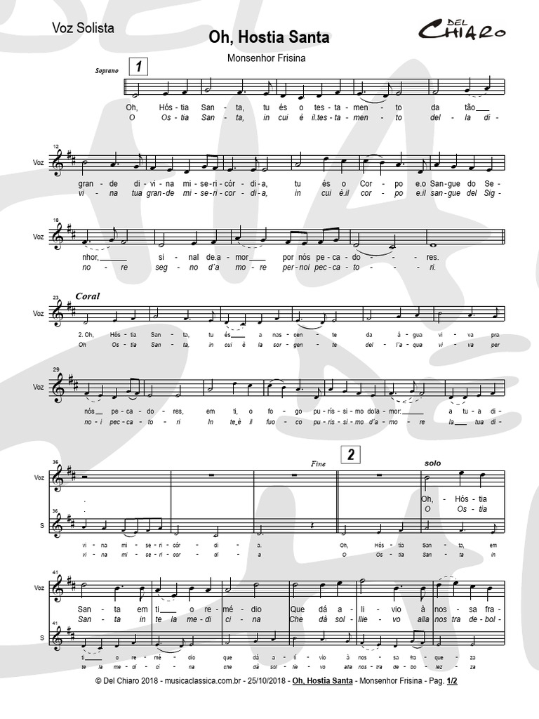 OH HOSTIA SANTA - Frisinax - Voz Solista | PDF