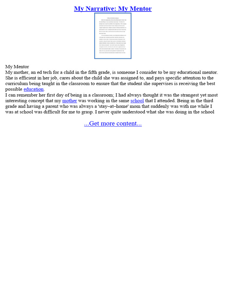 My Mentor Essay | PDF | Mentorship | Teachers