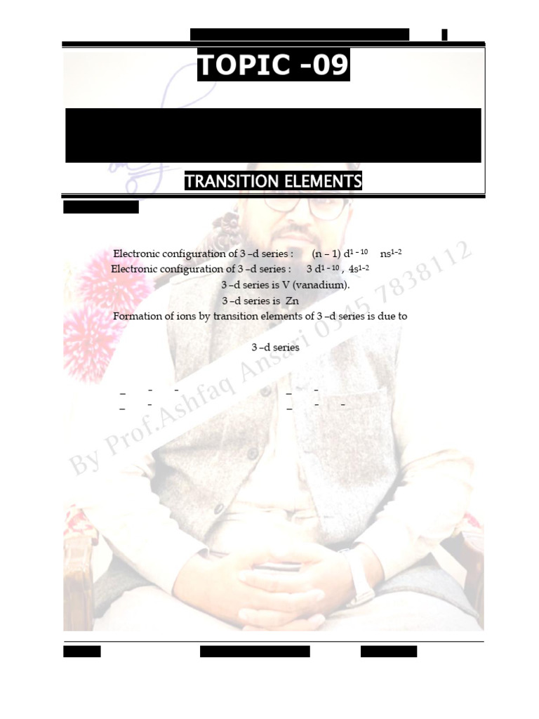 LECTURE 09 Transition OK APRIL 2024 June 2024 Update | PDF | Transition Metals | Coordination ...