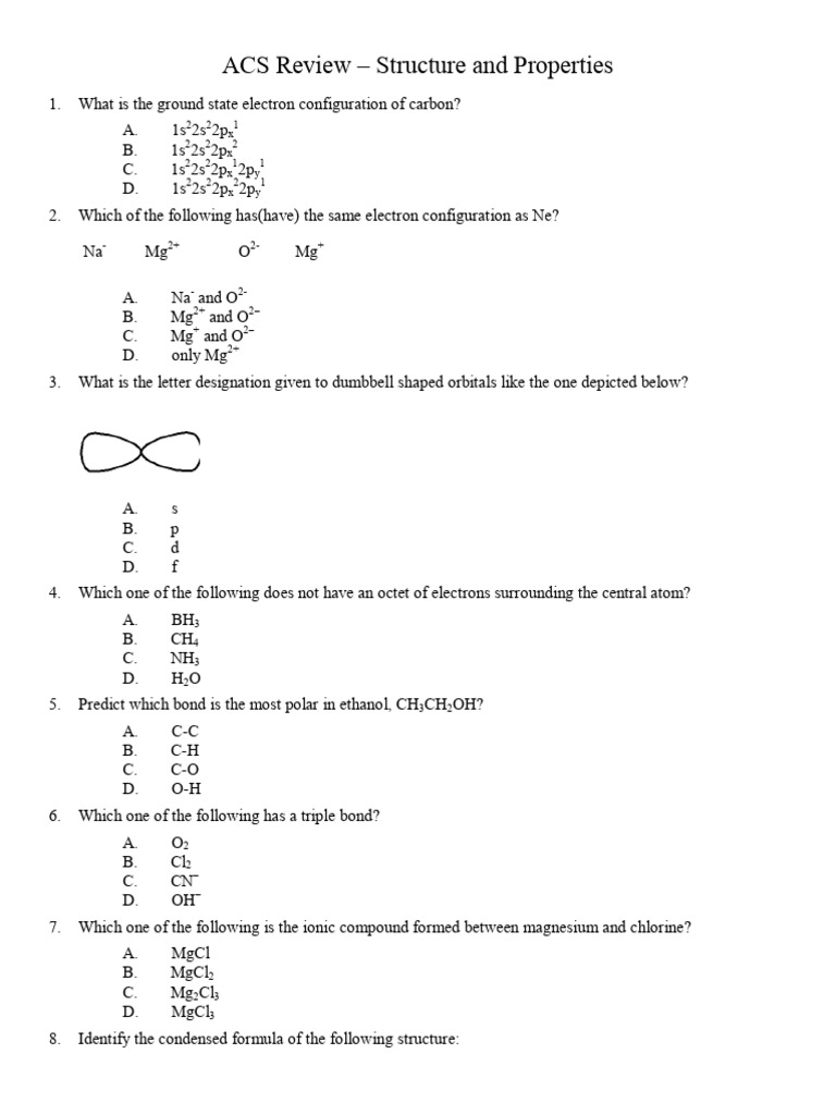 1 ACS Review 1 Structure and Properties | PDF | Isomer | Chemical Compounds
