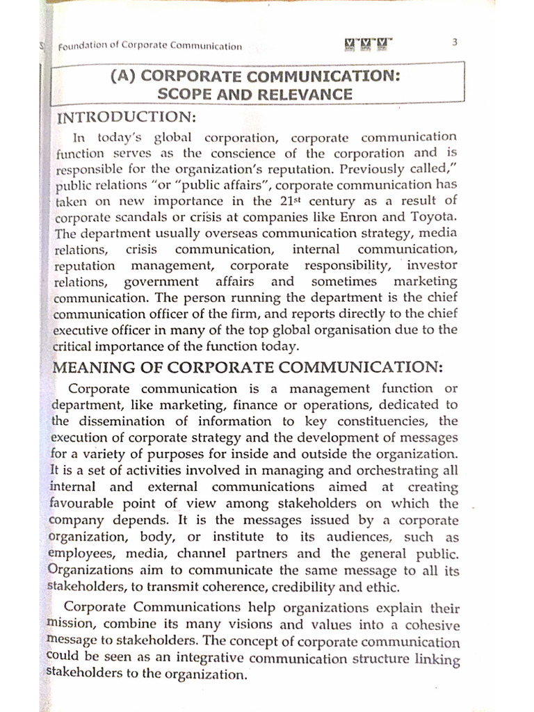 CHPT 1 Foundation of Corporate Communication | PDF