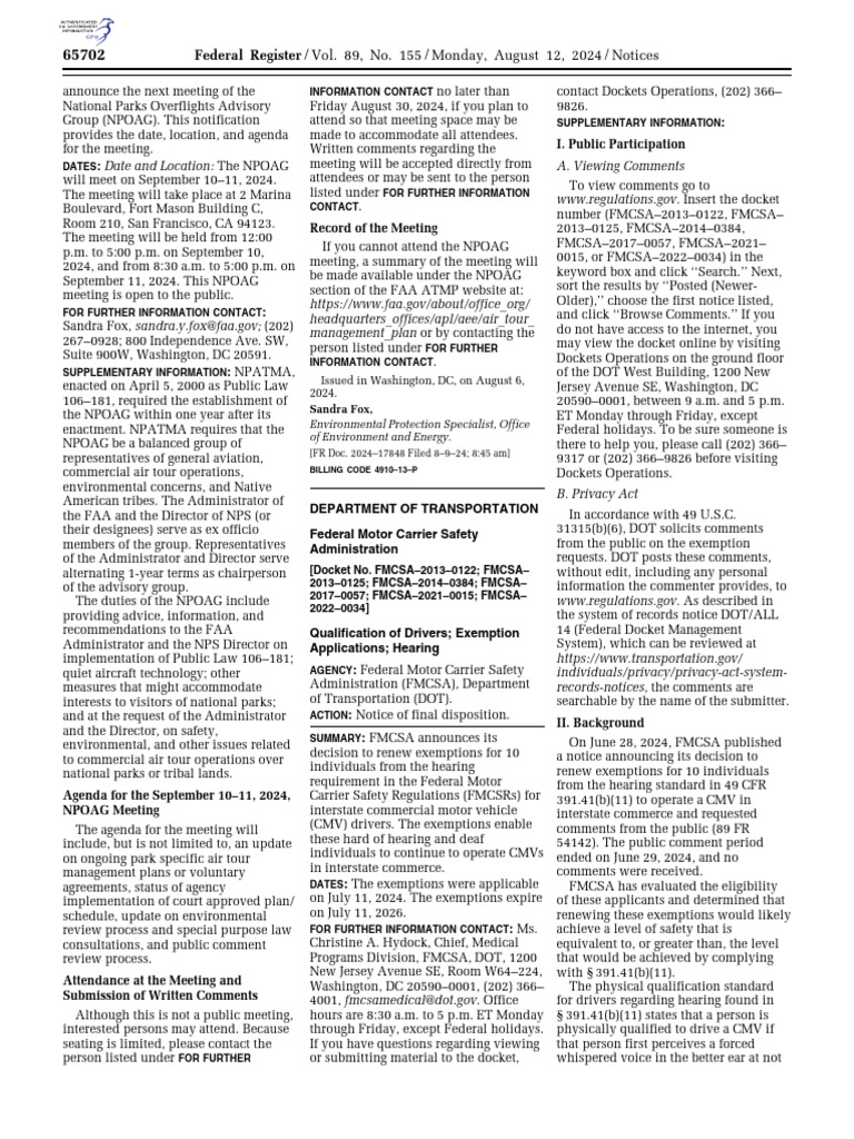 Qualification of Drivers Fmcsa | PDF