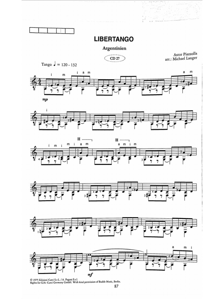 A. Piazzolla (Arr. M. Langer) - Libertango | PDF