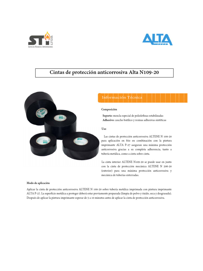Cintas Anticorrosivas ALTENE N109-20 | PDF | Pintar | Adhesivo