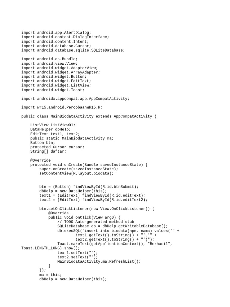 MainBiodataActivity New | PDF | Smartphone | Android (Operating System)