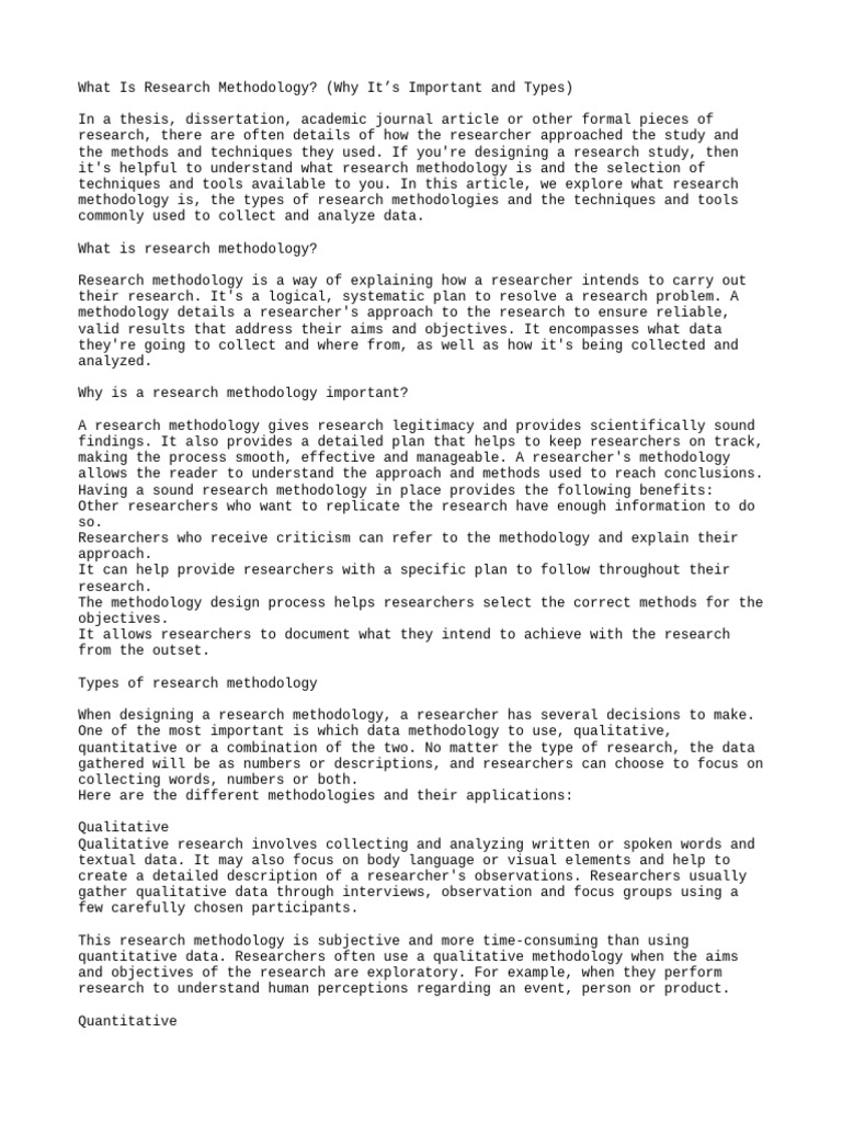 Research Methodology | PDF | Methodology | Quantitative Research