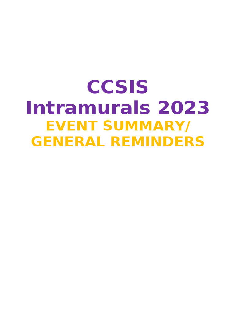 Ccsis Intramurals 2023 Game Summary Updated Semifinal | PDF | Chess ...