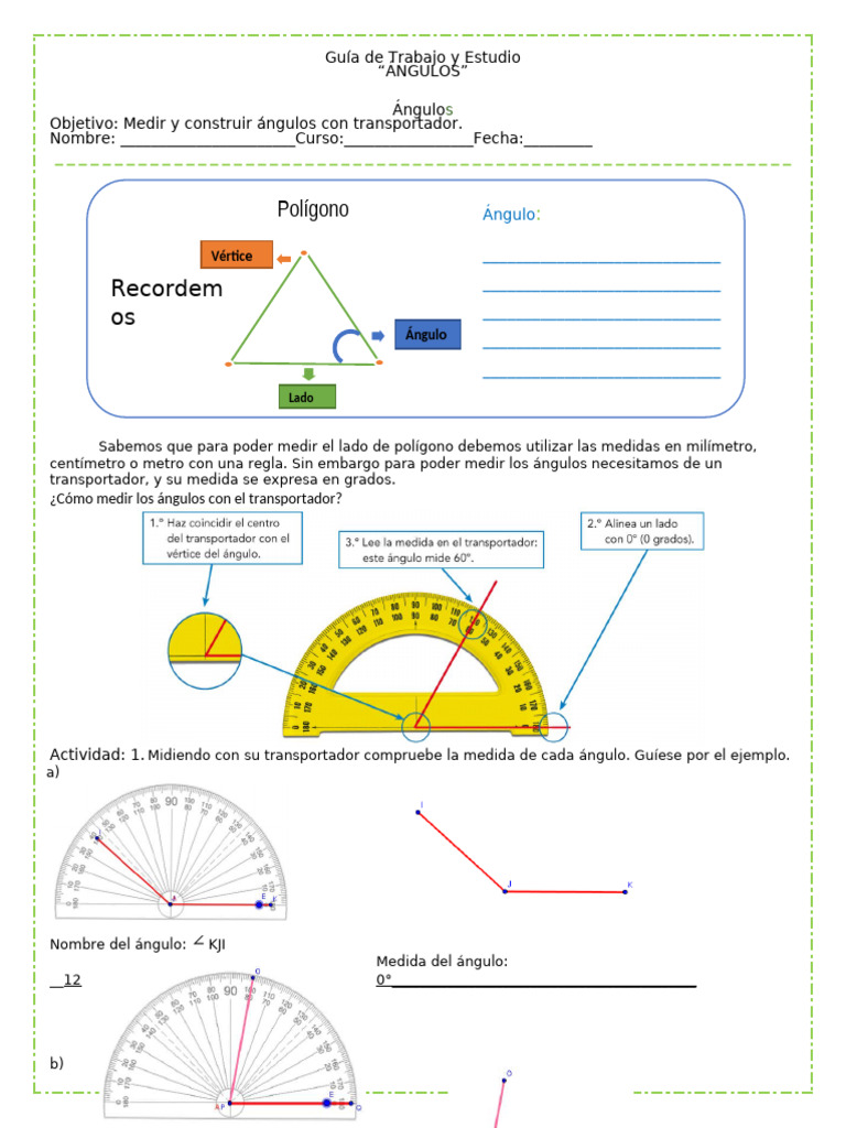 Construcción y Medición de Ángulos | PDF | Ángulo | Metrología