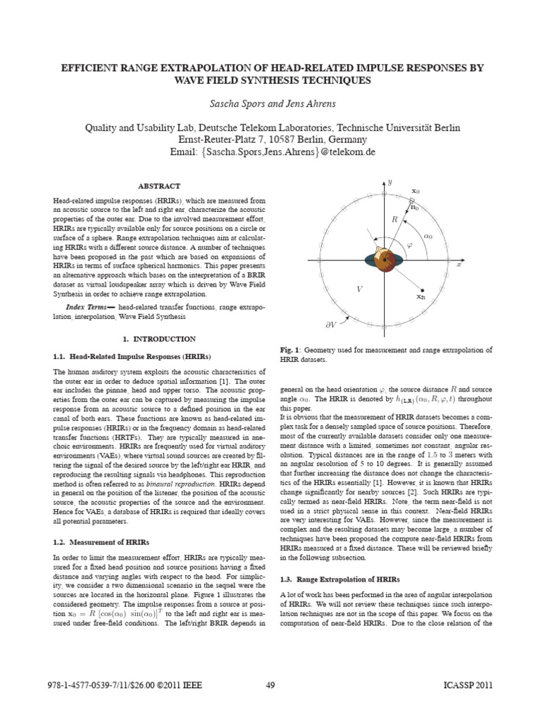 Efficient HRIR Range Extrapolation Techniques | PDF | Acoustics