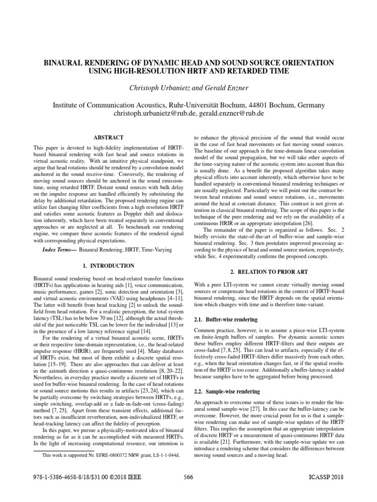 Binaural Rendering of Dynamic Head and Sound Source Orientation Using High-Resolution HRTF and ...