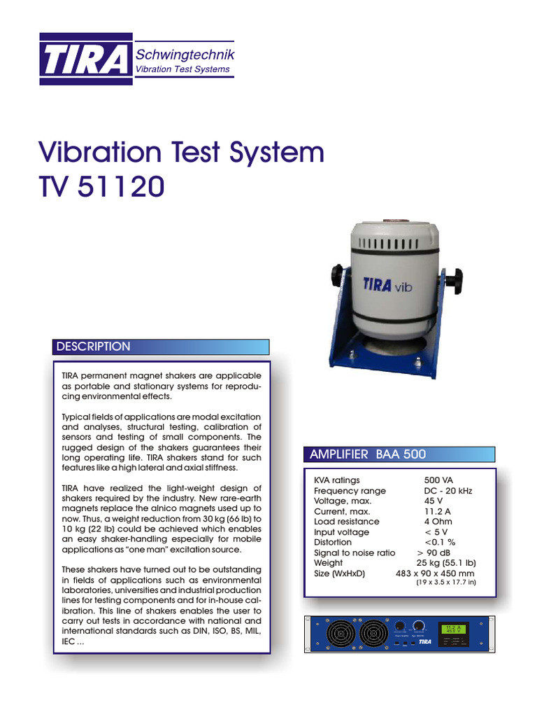 TIRA Shakers 51120 Datasheet | PDF | Amplifier | Electromagnetism