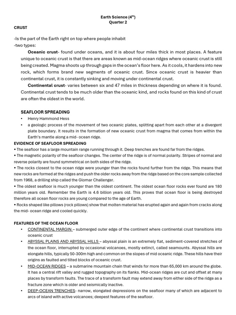 Earth Science Notes q2-4 | PDF | Geologic Time Scale | Sedimentary Rock