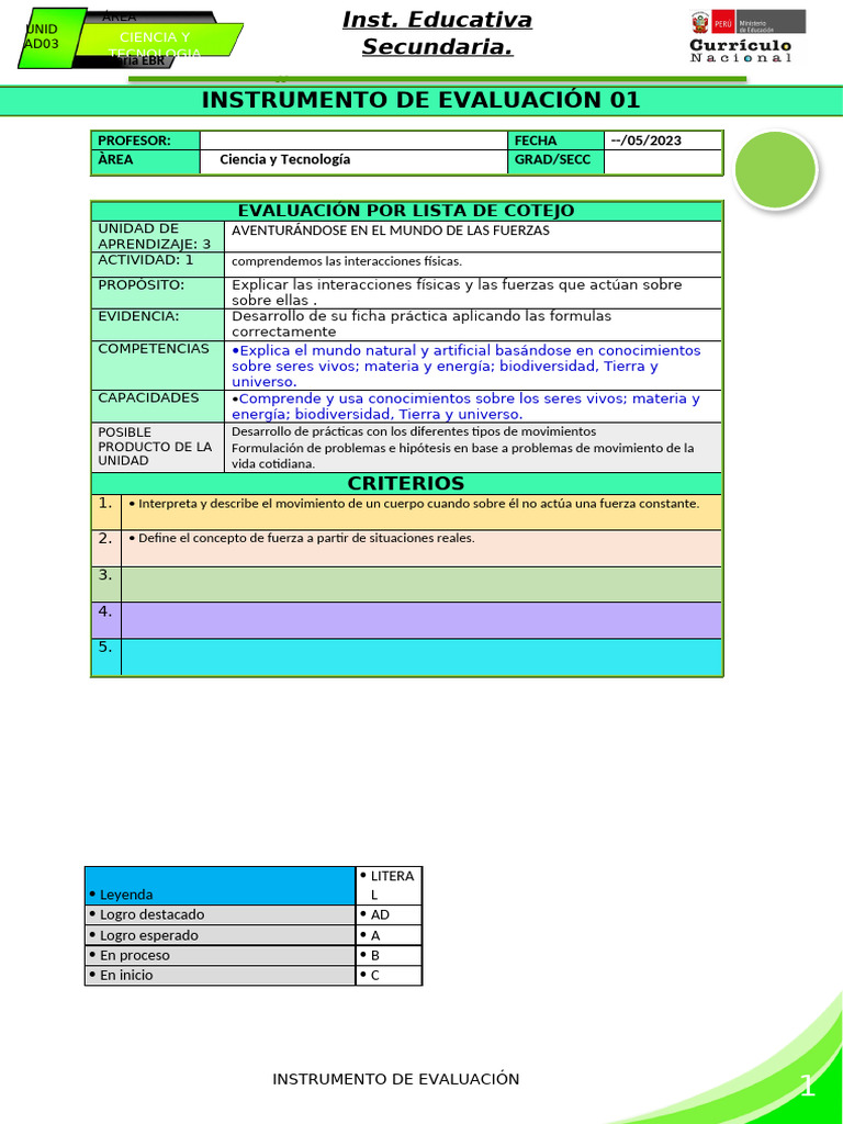 A-5º LC ACT 1 -CYT-U2 | PDF | Evaluación | Science