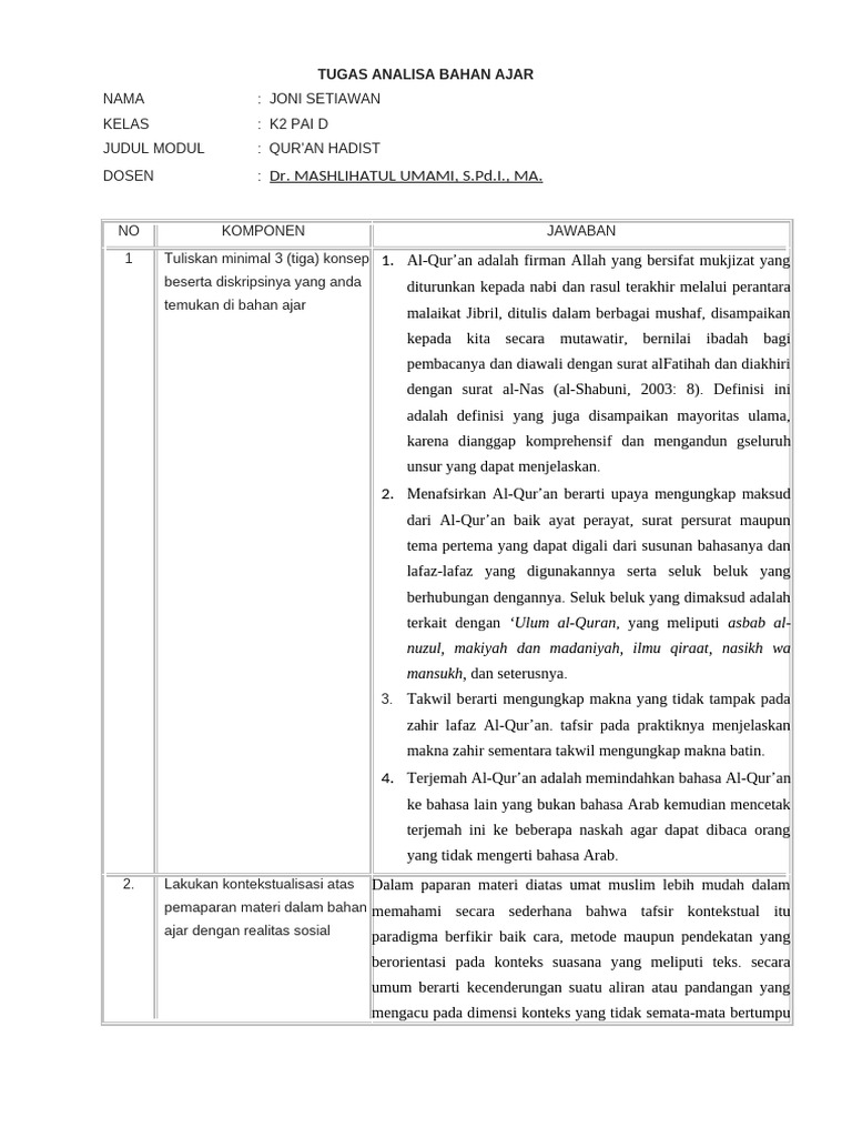 Analisa Bahan Ajar Modul 2 - PPG - PAI | PDF | Agama & Spiritualitas