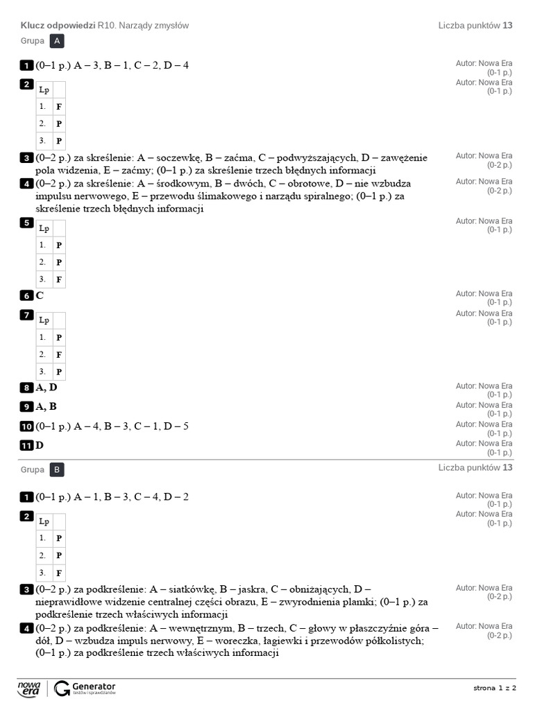 Klucz Odpowiedzi | PDF
