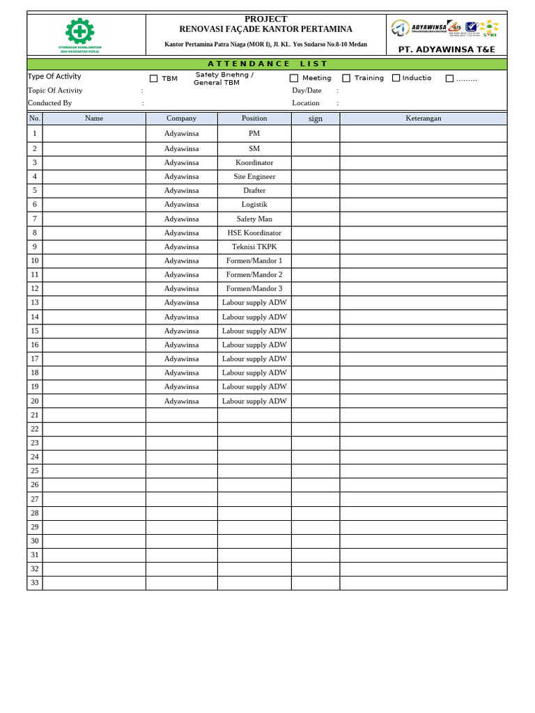 Form Absensi Project | PDF
