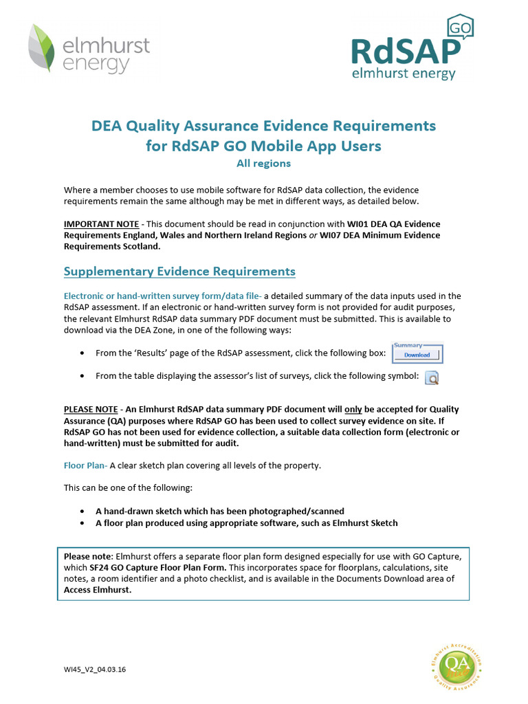 WI45 RdSAP GO Evidence Requirements | PDF | Computing | Software