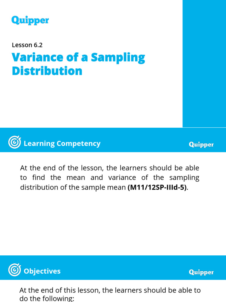Variance of Sampling Distribution | PDF | Variance | Mean