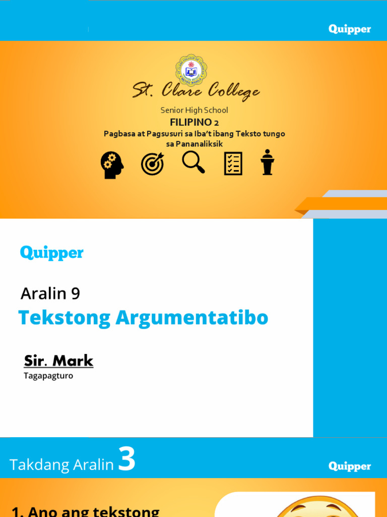 Aralin 9 Tekstong Argumentatibo | PDF