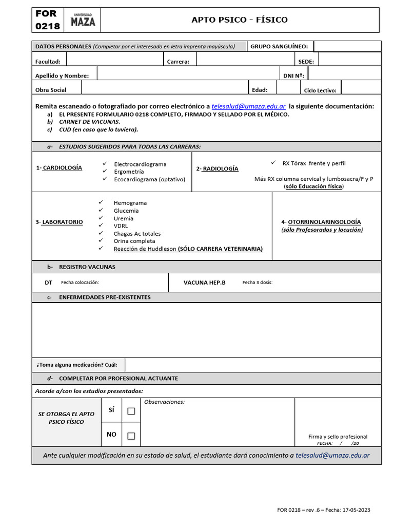 Apto Psico-Físico | PDF | Medicina | Medicina CLINICA