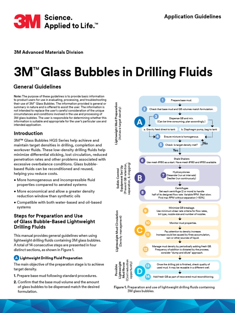 3m Glass Bubbles in Drilling Fluids Application Guidelines | PDF | Pump | Oil Well
