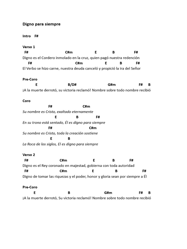 Digno para Siempre Acordes-1 | PDF