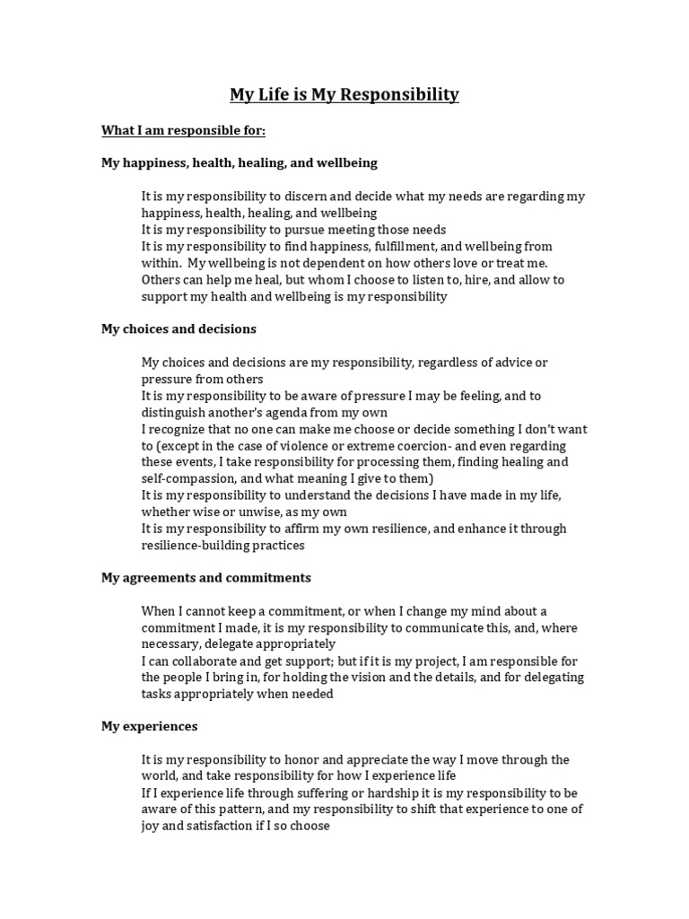 Circling My Life Is My Responsibility | PDF | Feeling | Thought