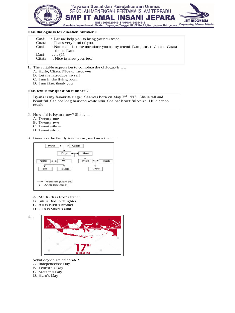 Latihan Soal PSAJ 2324 | PDF | Orangutan