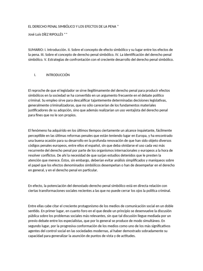 El Derecho Penal Símbolo de La Pena | PDF | Castigos | Derecho penal