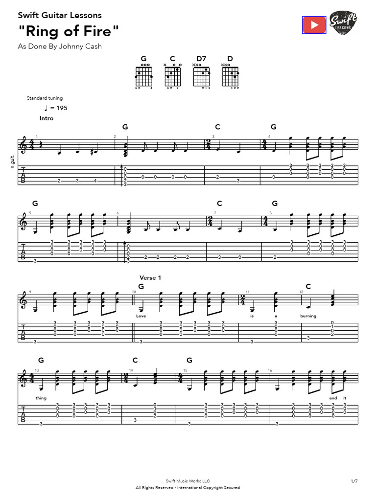Johnny Cash - Ring of Fire - Tabs | PDF | American Songs | Rock Music
